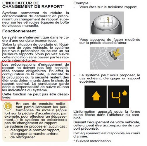 Indicateur de changement de rapport | Forum Peugeot